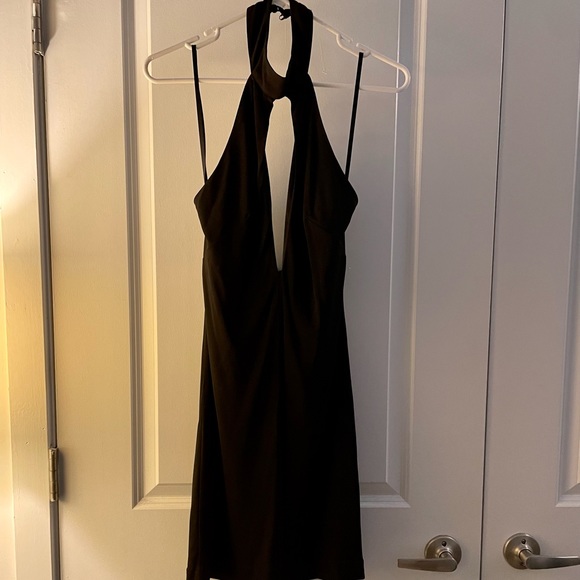 bebe | Dresses | Sexy Black Form Fitting Dress With Deep Front Vneck ...
